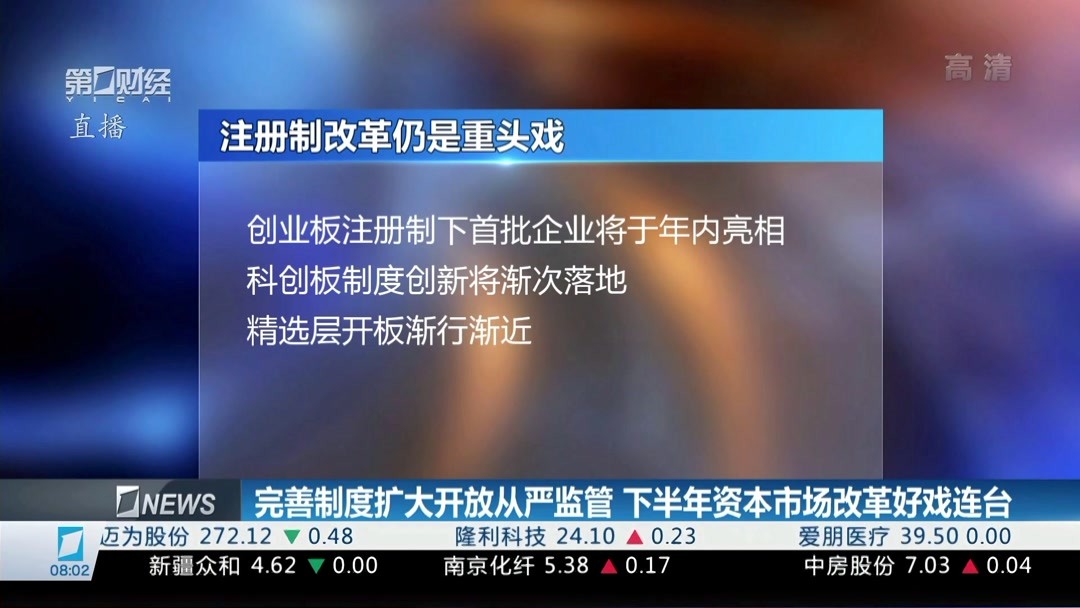 完善制度扩大开放从严监管 下半年资本市场改革好戏连台