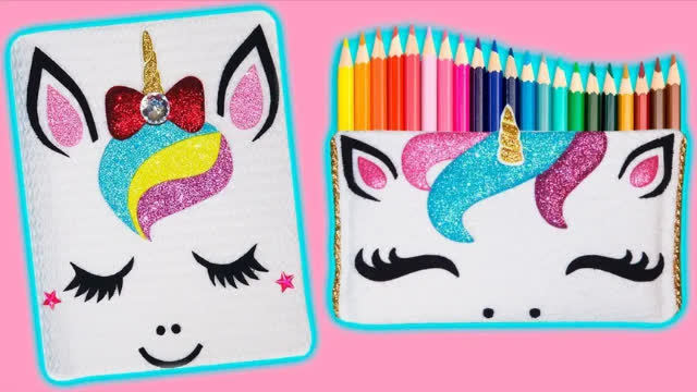 手工制作独角兽书皮和文具袋,喜欢这个风格吗