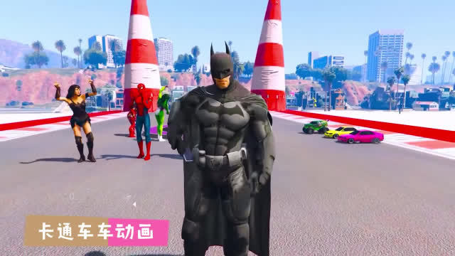 儿童车车动画,几位嘉宾一起开车过障碍物,看着十分有趣