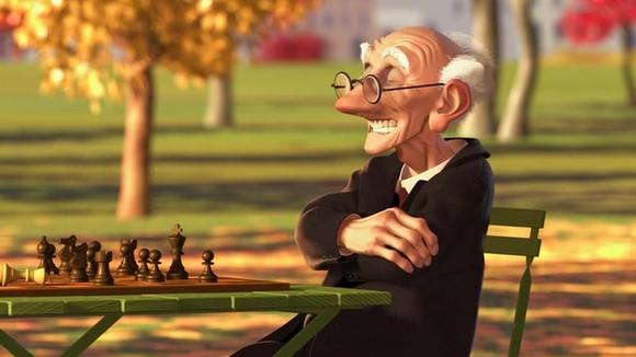 皮克斯动画短片,老爷爷分饰两角下棋,超赞