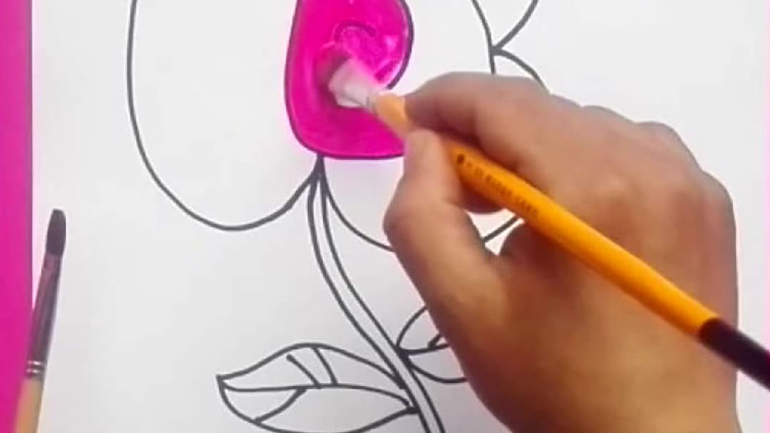 怎样画水粉画 情人节 玫瑰花 花卉的画法 植物的画法 简笔画 卡通画 ...