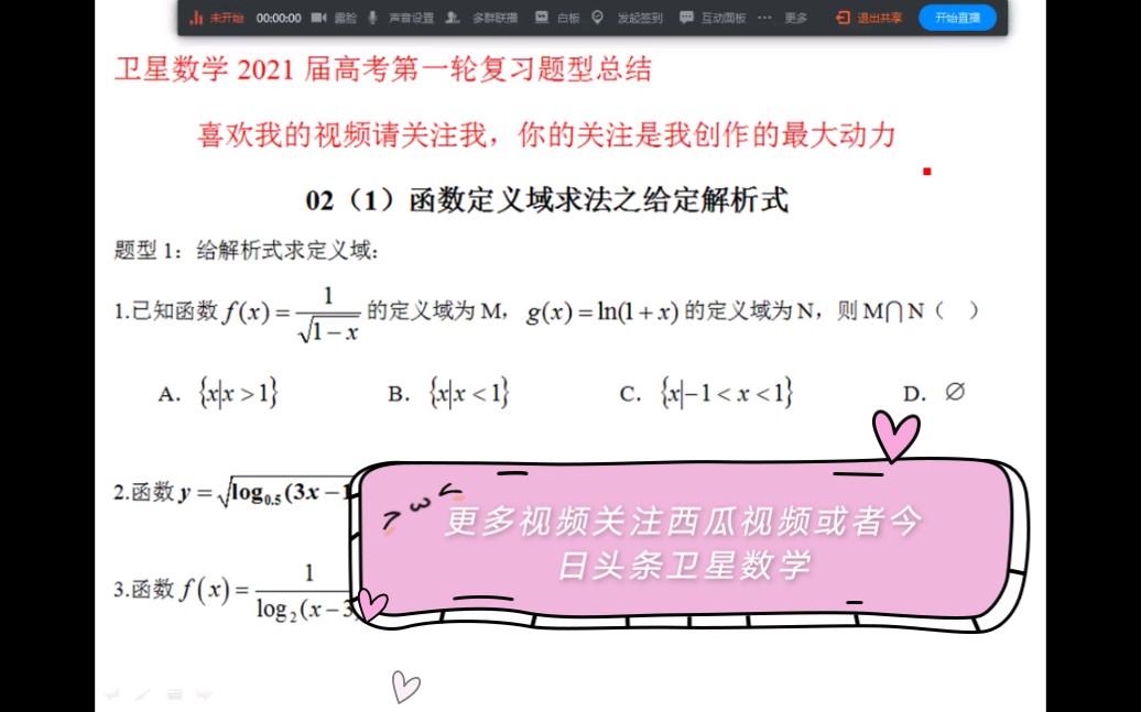 2021高考第一轮复习题型总结,函数定义域求法,已知函数解析式求定义域