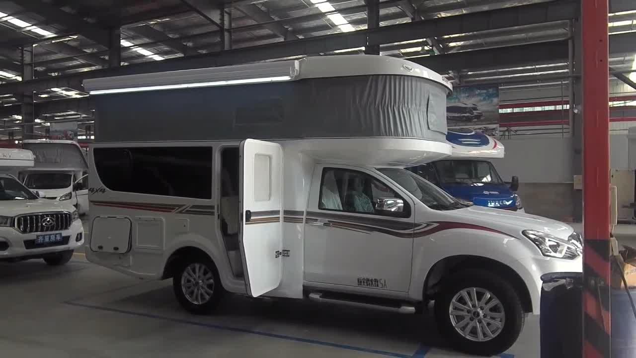 五十铃单排皮卡升顶房车,一根烟还没点燃的功夫升降顶房车的车顶就...