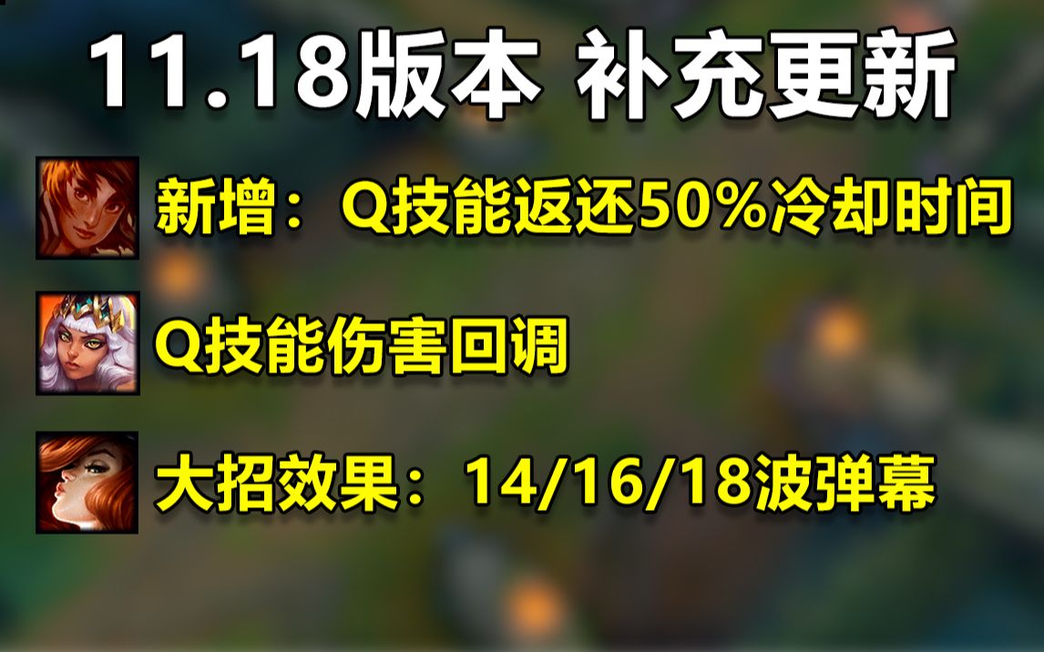 11.18版本补充更新,岩雀加强,女枪大招最终确定,青钢影削弱