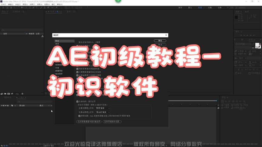 AE初级教程-初识软件sc01.03了解重要项目参数设置_首选项