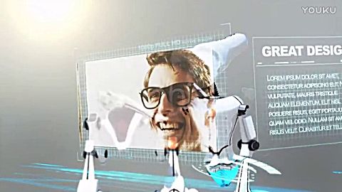 科技企业人工智能机器人全息投影操控演示科幻影视特效动画AE模板