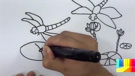 简笔画,画出荷花上的蜻蜓