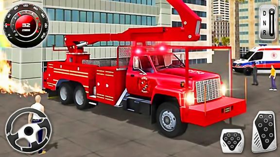 孩子们爱玩的消防员卡车3D驾驶游戏,汽车城市驾驶模拟器