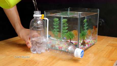 DIY手工给鱼缸制作一个免通电的水循环系统