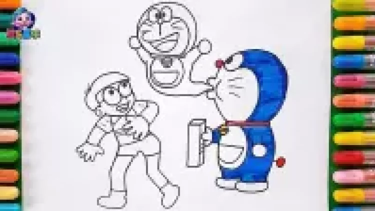 幼儿绘画: 动画机器猫哆啦A梦简笔画