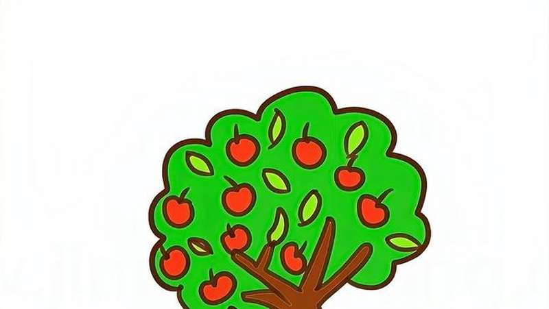 植物简笔画教程,怎样画大苹果树简笔画