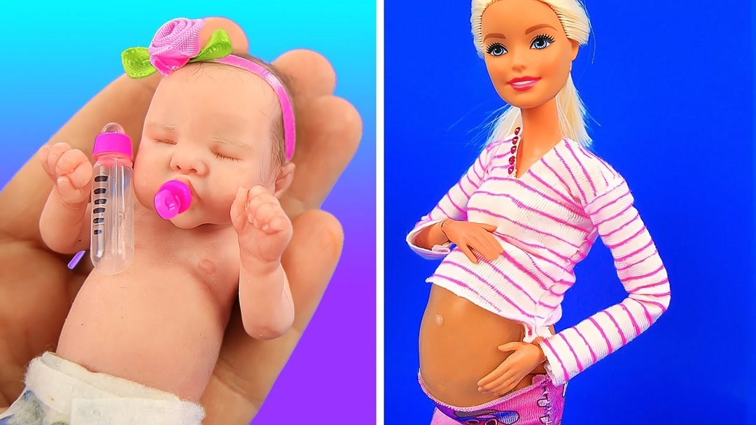芭比娃娃玩具,DIY芭比黑客,孕妇芭比妈妈,宝宝好可爱!