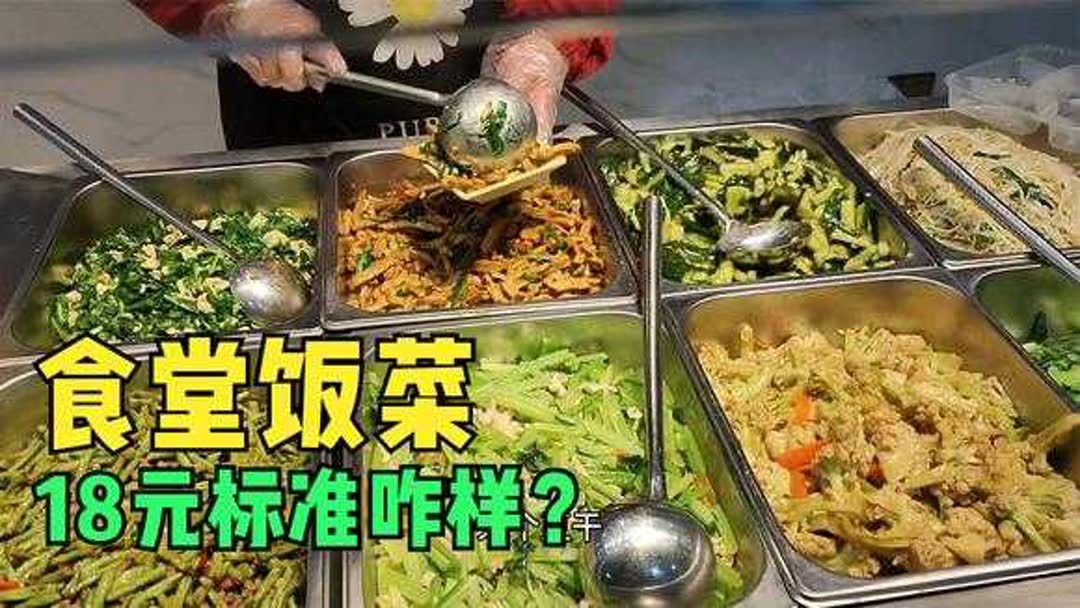 食堂饭菜18元标准,荤素搭配真不错!还有水果香蕉吃