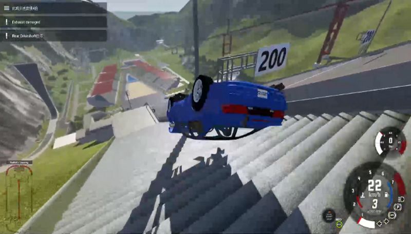 车祸模拟器:模拟各种汽车从楼梯上冲下来,画面太酸爽了