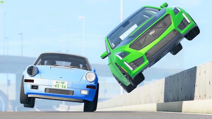 BeamNG:这些车在连环撞车后还能接着开吗,疯狂的司机开车不看路