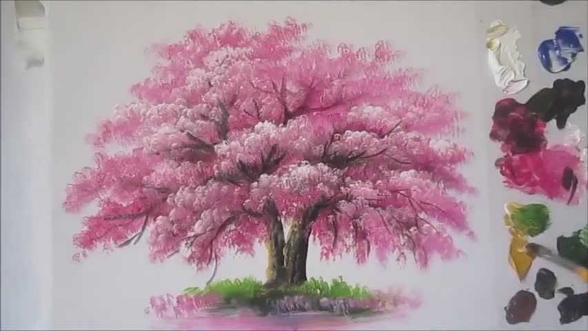 油画教程——樱花的画法,大触教你画油画