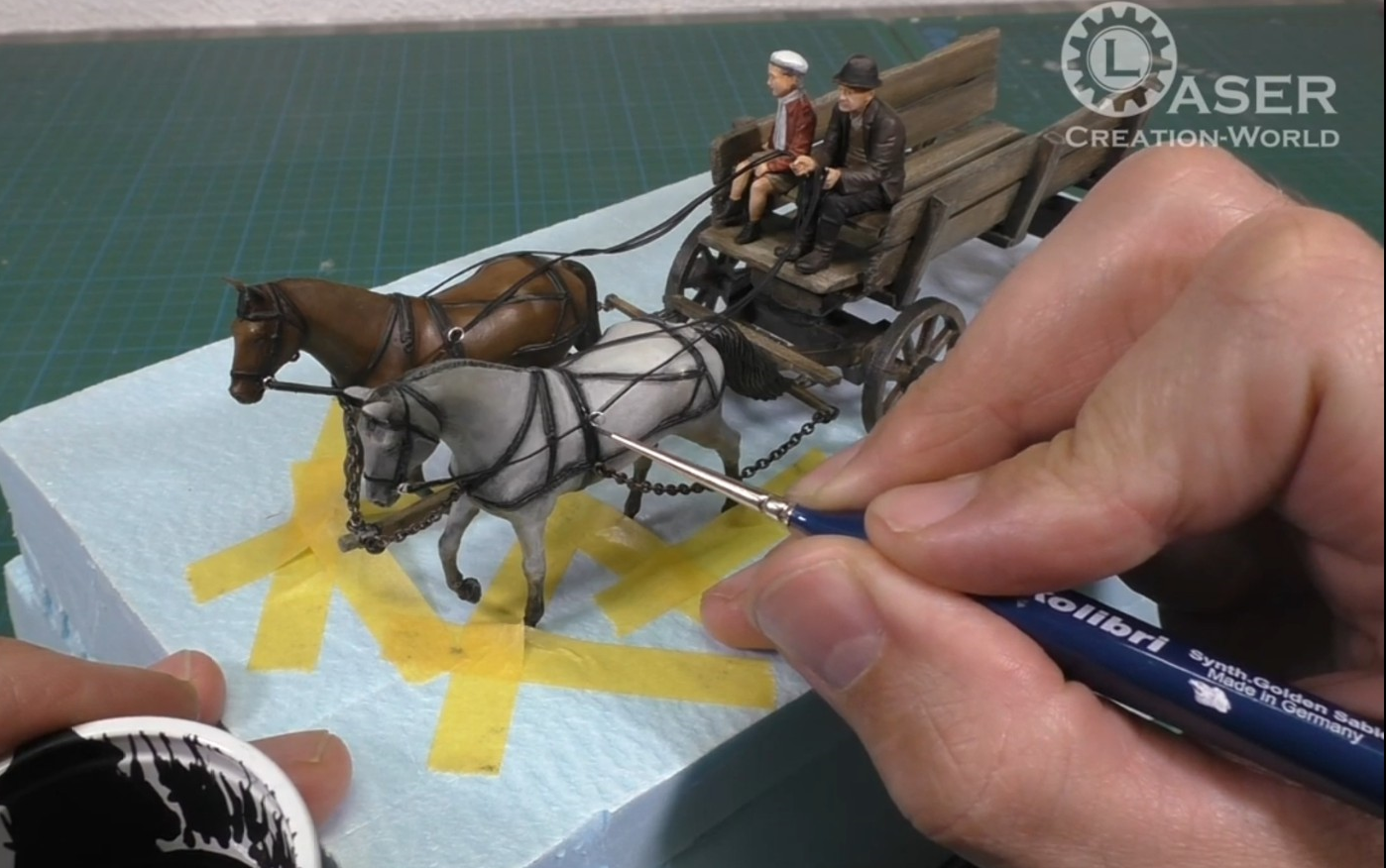 【微缩场景模型制作教程】马车微缩模型制作教程