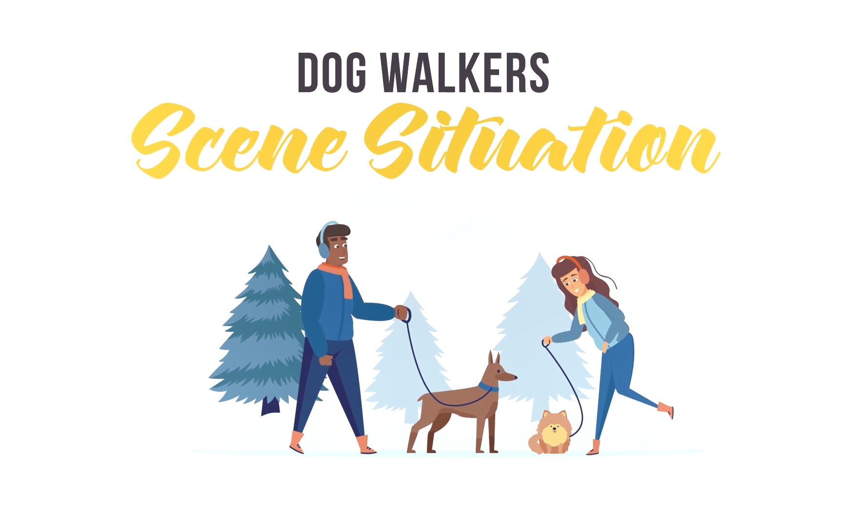 AE模板-2.5D动画效果的人与宠物场景视频网页登陆动态页面创意视频