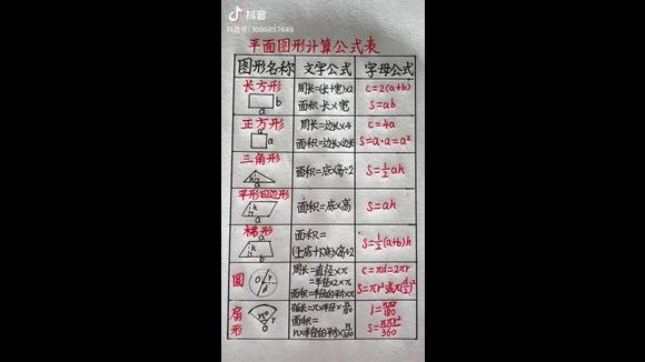 让你认识计算公式表