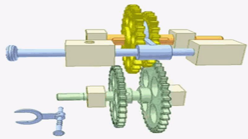 神奇的机械原理,这是一个齿轮换挡装置,涨见识了