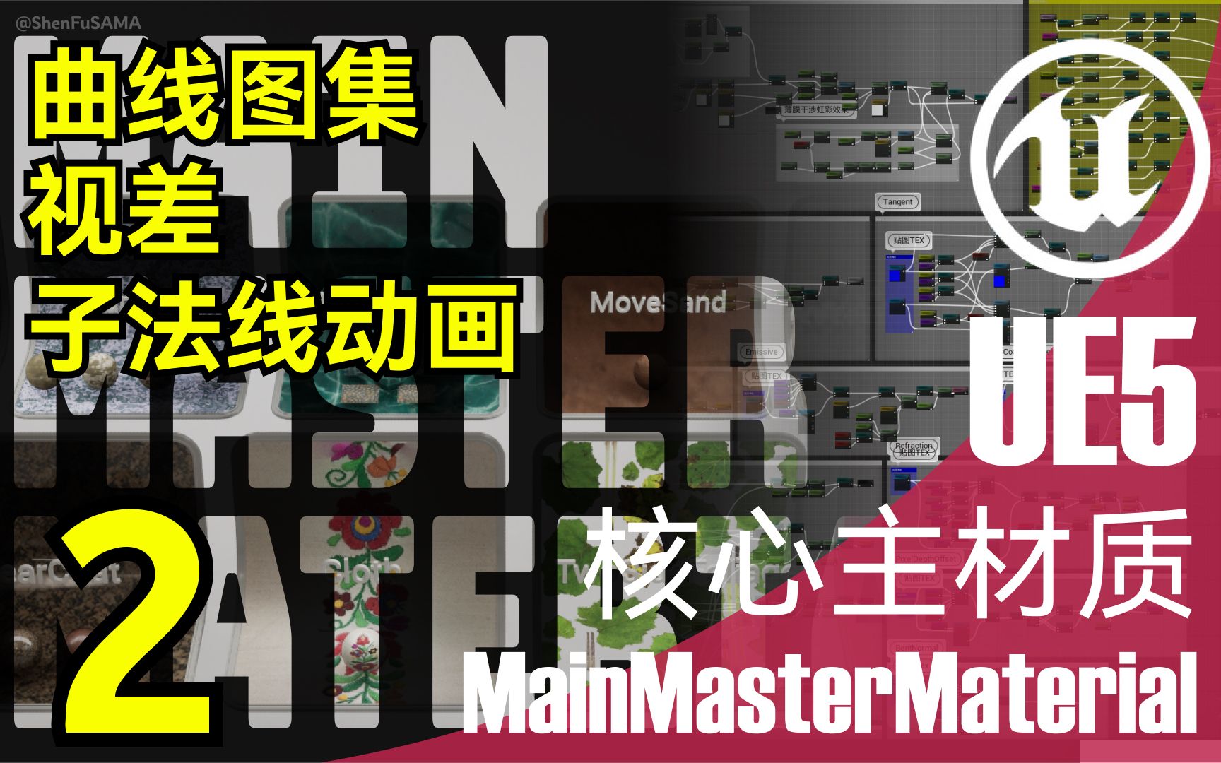 【UE5 MMM】表面材质域核心主材质系统第二期(曲线图集 视差节点 ...