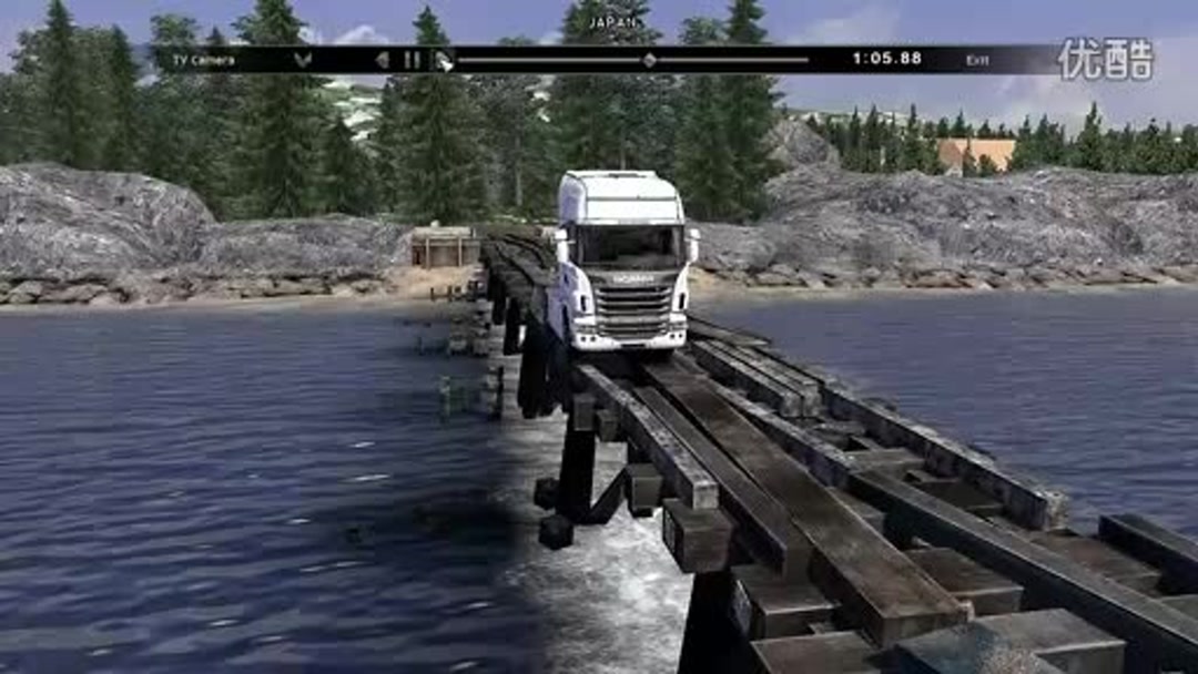 斯堪尼亚重卡驾驶模拟 危险模式之Collapsed Bridge