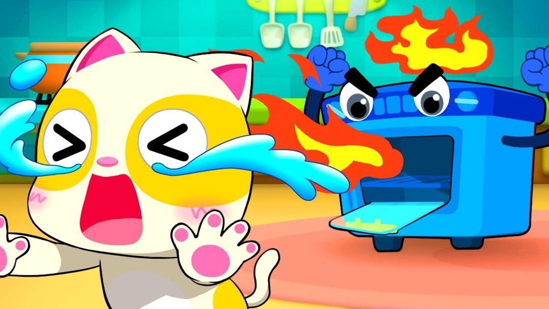 宝宝巴士 小猫咪做饭 ,安全教育儿歌童谣,居家安全卡通