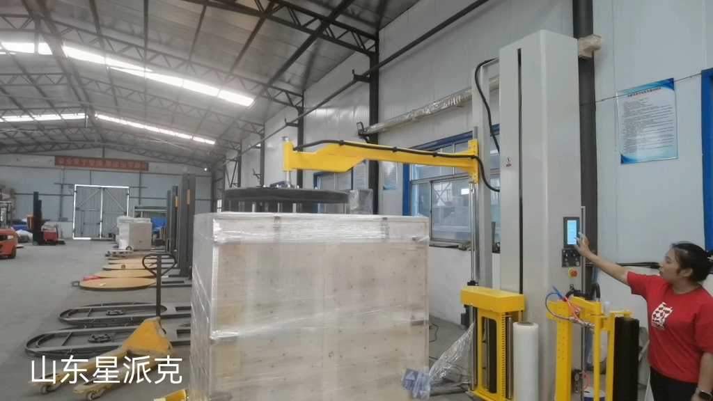 全自动托盘在线缠绕机可以加压顶结构