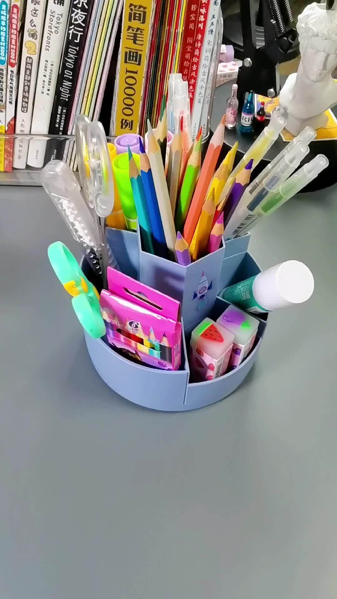 孩子的笔太多,快试试这个旋转笔筒,拿取方便容量大