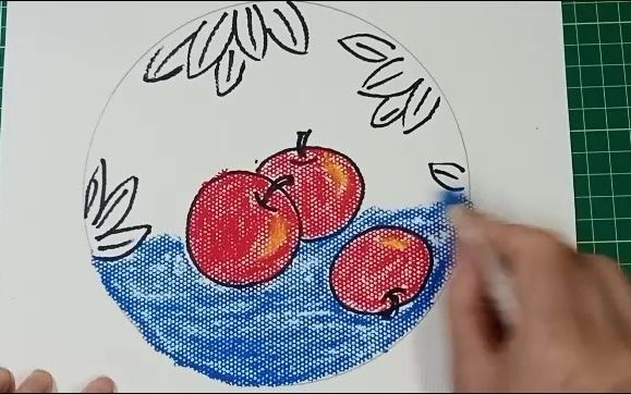 [儿童画] 适合学前宝宝涂鸦的油画棒作业--可爱的小苹果