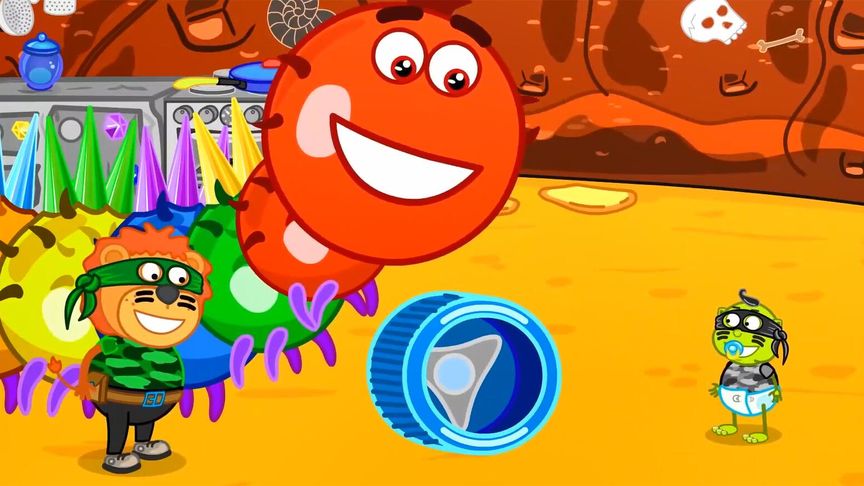 小狮子动画:小狮子用一条大虫子做洗衣机,帮妈妈洗衣服