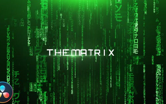 DaVinci Resolve达芬奇模板-黑客帝国粒子雨代码矩阵效果的高科技...