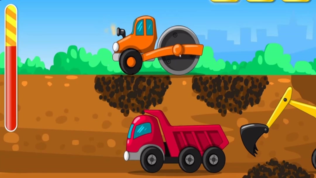 最新挖掘机工作视频 工程车修路3D动画_高清