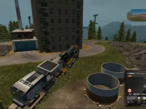 欧洲卡车模拟2 拉着重载行驶在崎岖的德国小镇路上