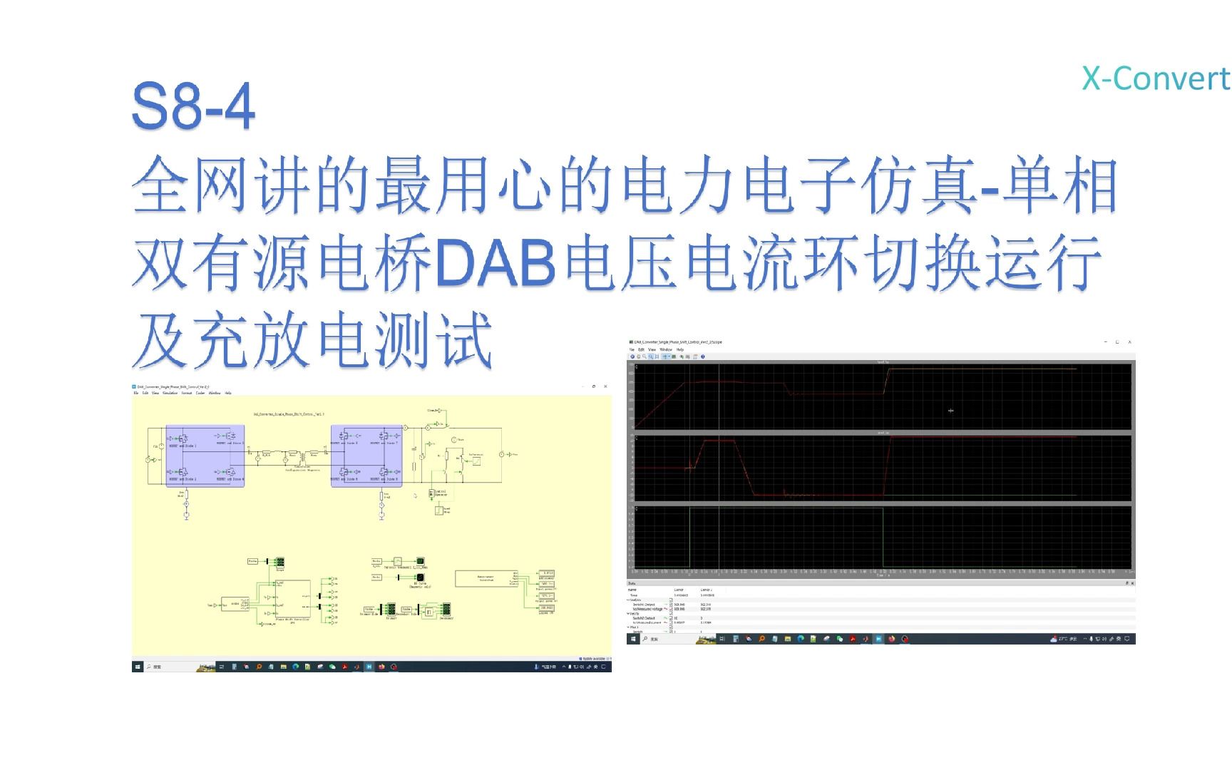 S8-4 单相双有源电桥DAB电压电流环切换运行及充放电测试