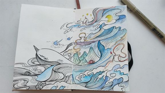 针管笔插画,每一根线条都充满活力,既解压又治愈!@头条号