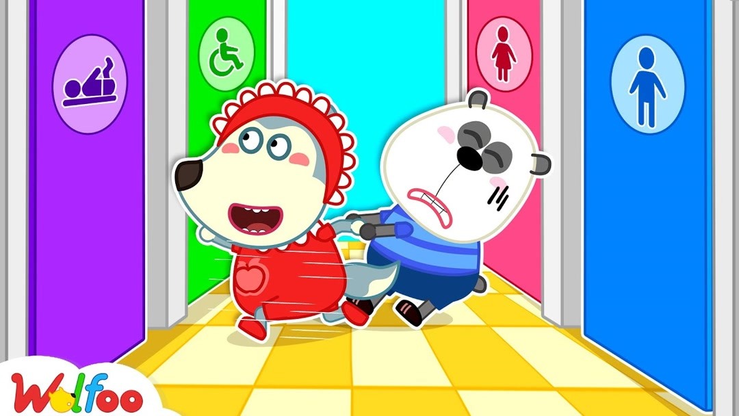 沃尔夫动画:选择正确的厕所很重要,沃尔夫在公共厕所学习训练!