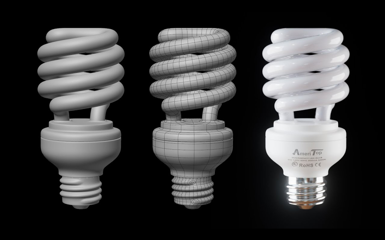 C4D建模教程-节能灯泡/螺旋灯泡建模教程
