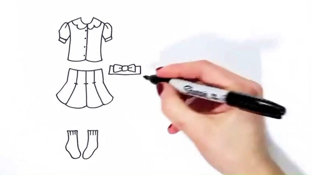 儿童简笔画漂亮公主服,图颜色有右脑开发