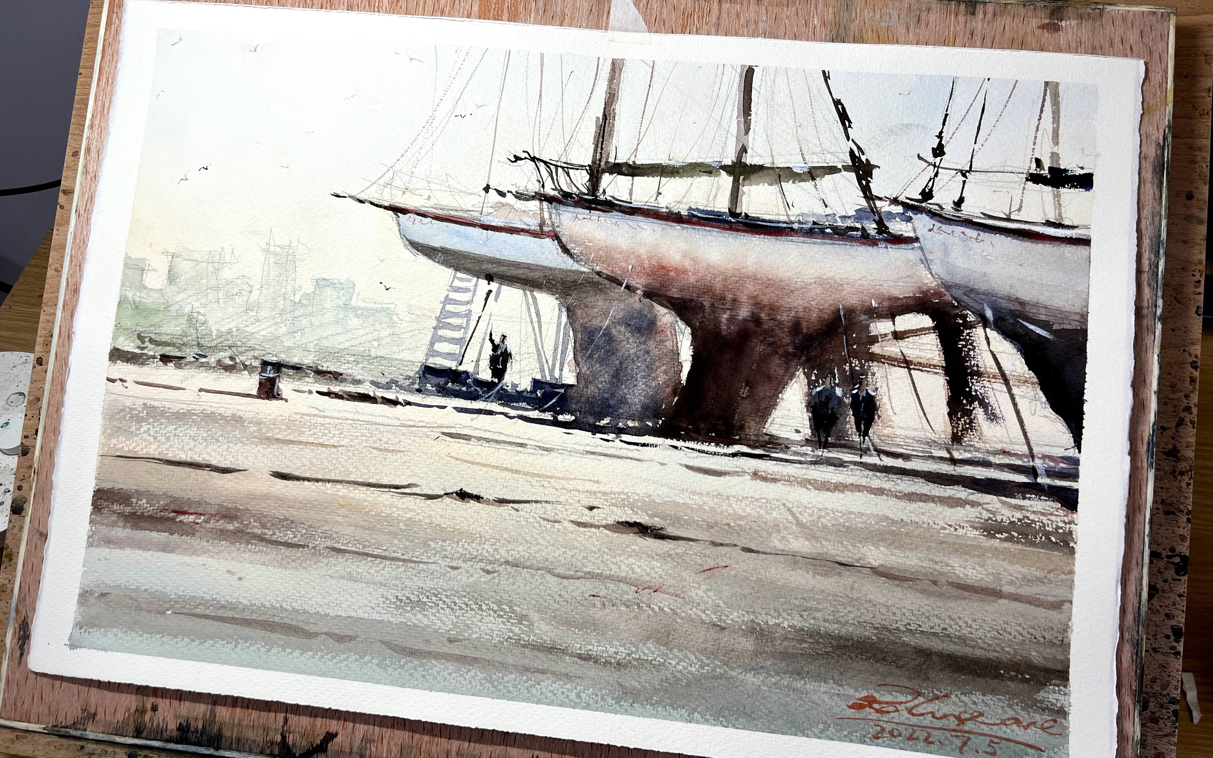 【水彩】【水彩风景】【简单水彩绘画教程】【手绘】简单的水彩风景...