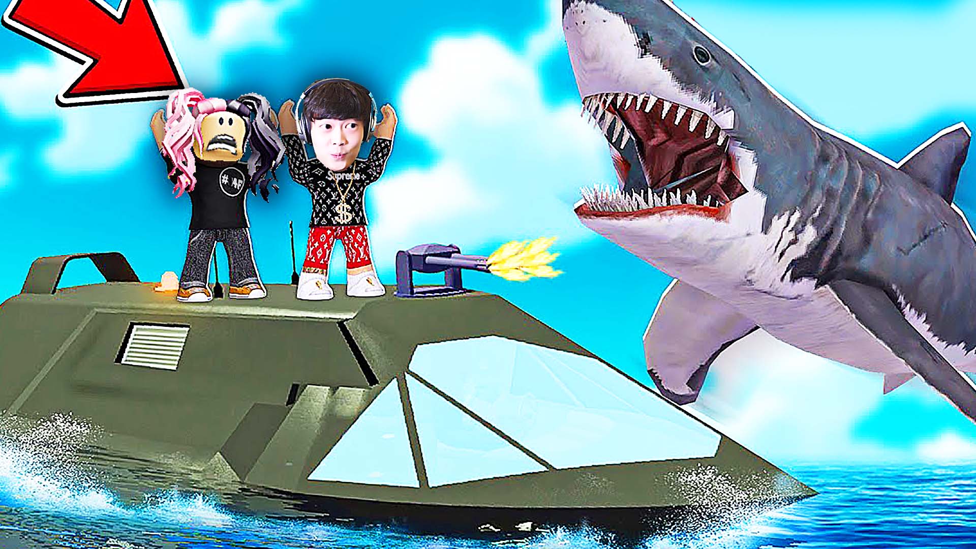 Roblox鲨鱼生存模拟器 全新载具变形金刚潜水艇登场! 屌德斯解说