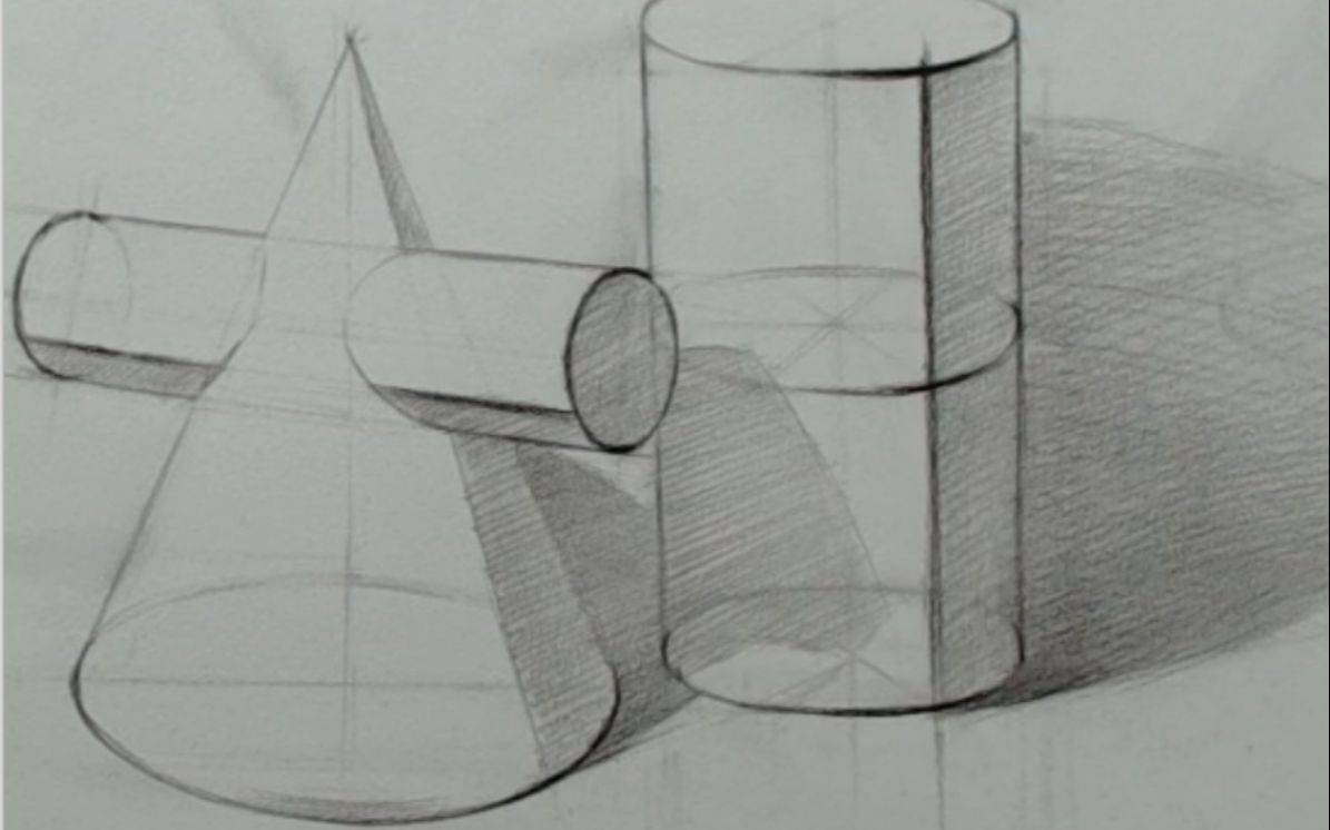 【素描教学】零基础素描教学,几何体起形的画法