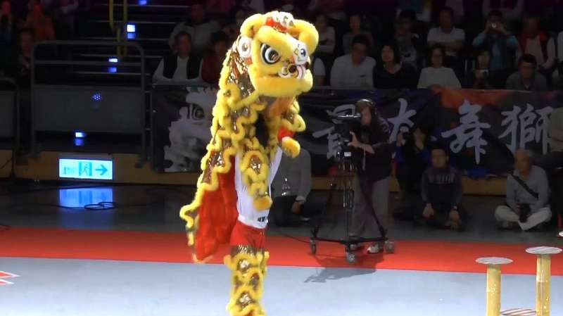 广东南海中联黄飞鸿武术龙狮团,梅花桩醒狮表演