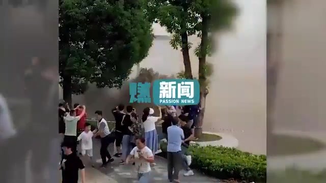 现场!市民围观钱塘江大潮被浪花拍倒抱着大树防冲走