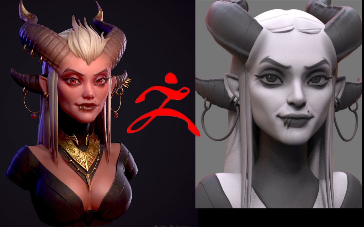【zbrush雕刻】女性角色雕刻上色,零基础精灵女人头全流程制作教学