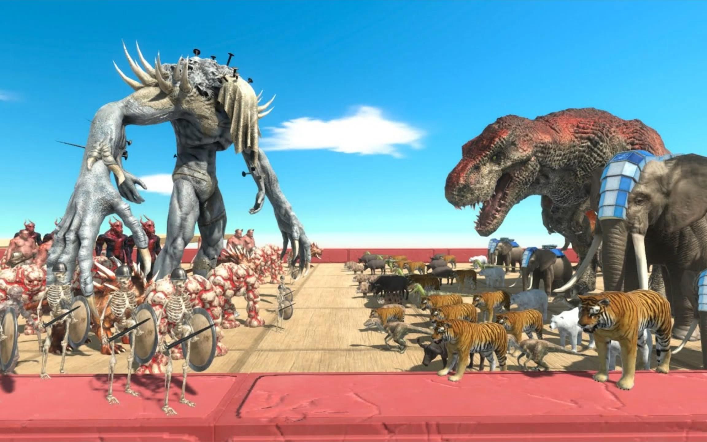 动物战争模拟器:天灾VS霸王龙VS九头蛇!三王混战,谁能胜利?