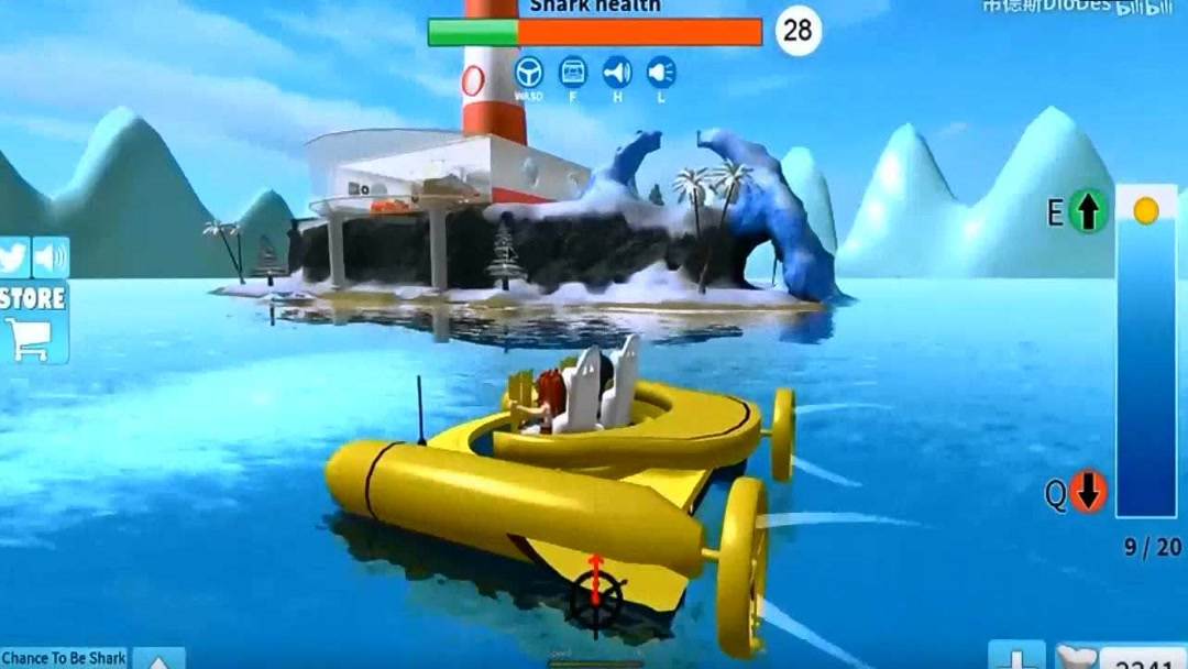 屌德斯解说:开着潜水艇和骨鲨刚正面 鲨鱼生存模拟器