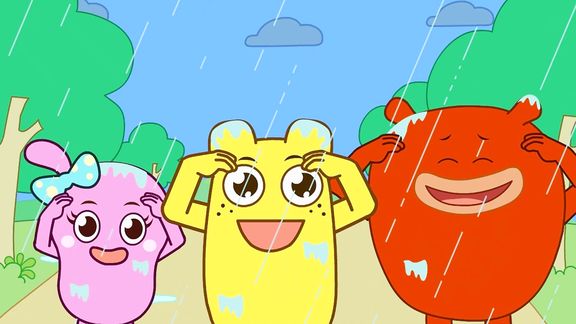 咕力咕力丫米果:下雨了咕力和好朋友找房子躲雨 小游戏