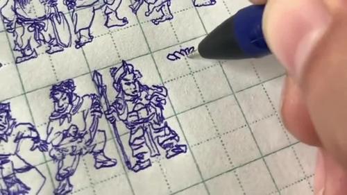 校园里的小哥哥真的技术太强了,居然把小学生用的田字格挥发到极致