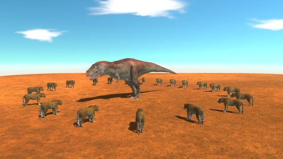 20只老虎对战各种恐龙